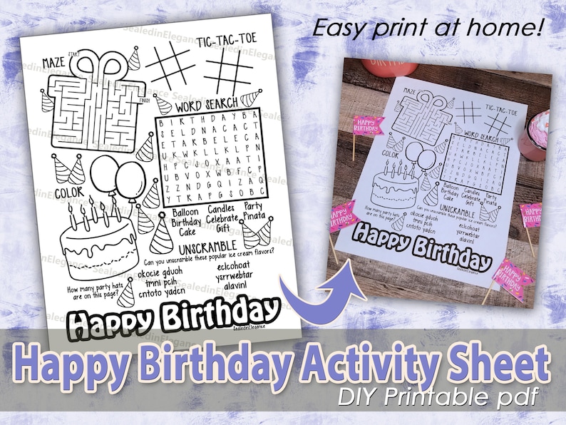 Happy Birthday Activity Page, Kids Activities, Birthday Coloring Page ...