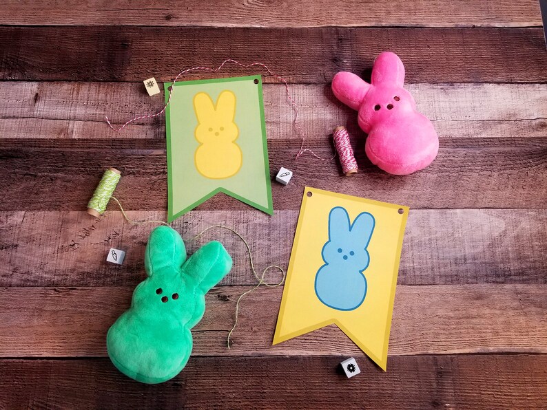 Printable Peeps Bunting Flags, Instant Download, PDF Bunting Banner ...