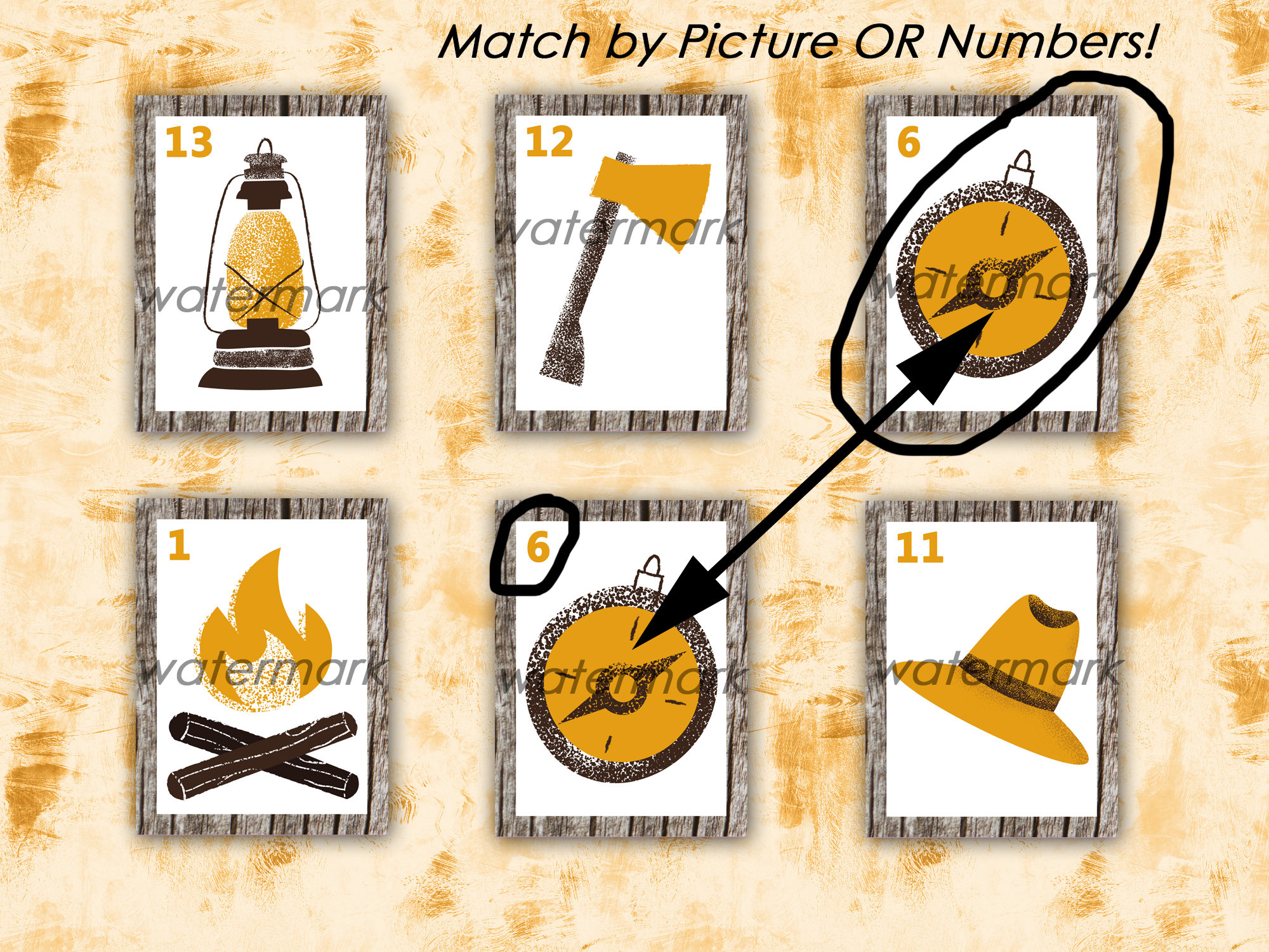 Camping Memory Matching Game Cards, Instant Download, Memory Game ...