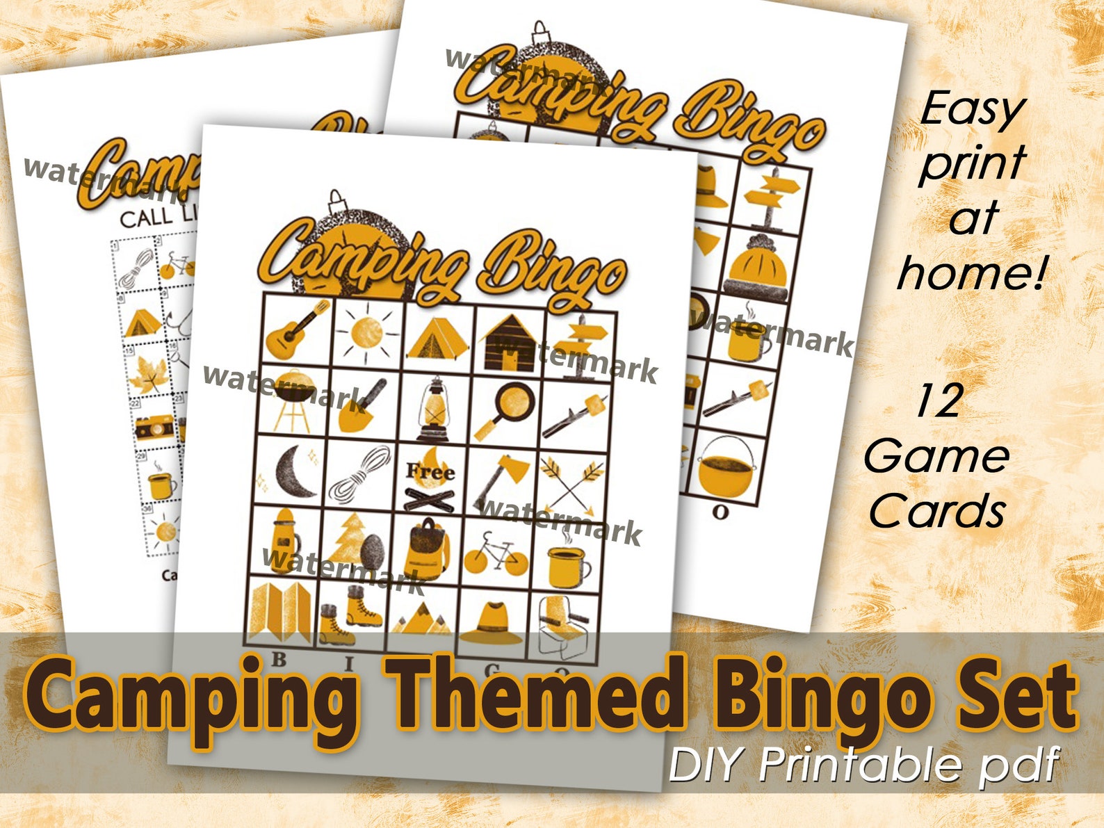 Printable Camping Bingo Set, Camp Out Games, Instant Download, PDF, DIY ...