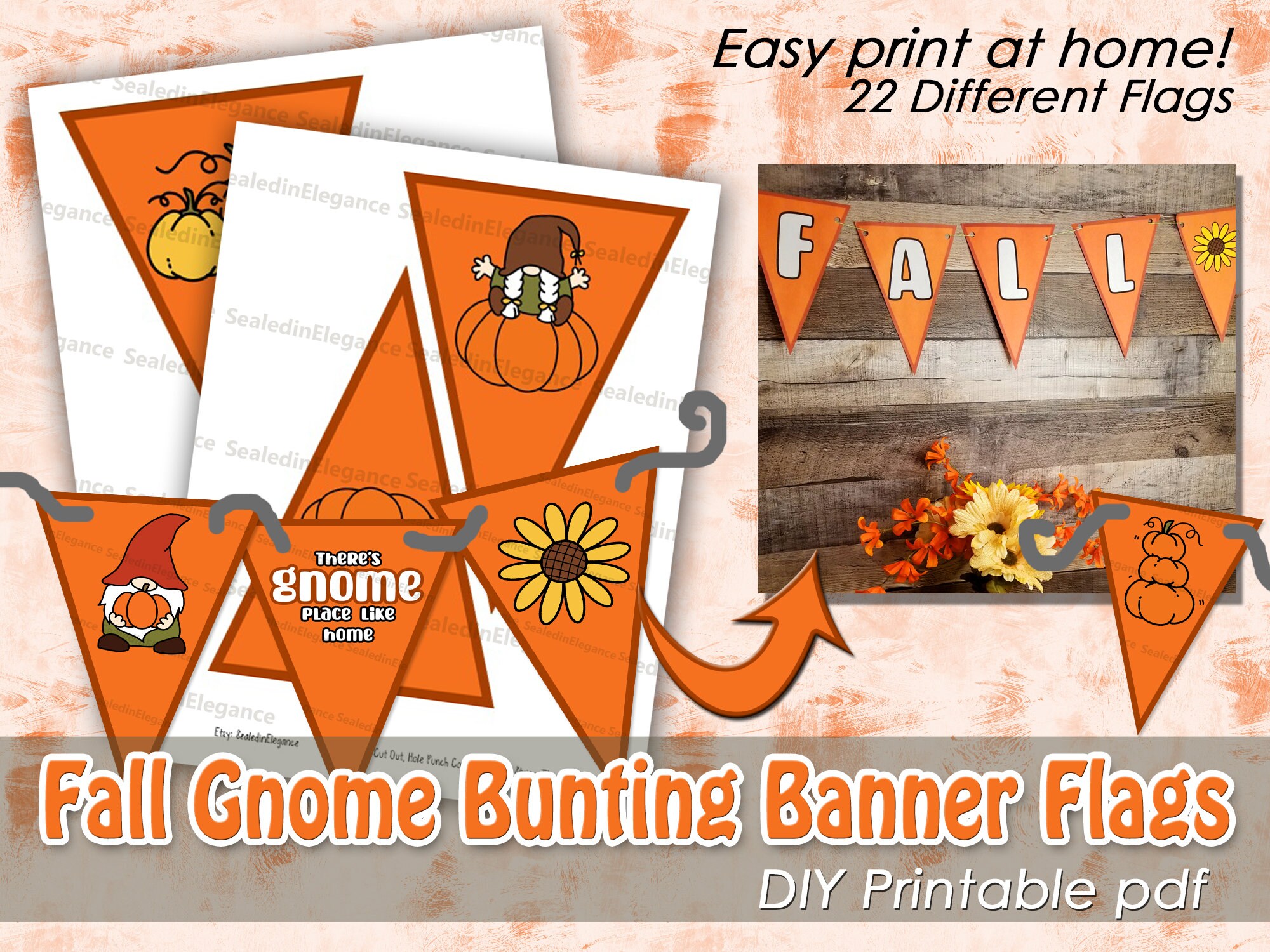 Printable Fall Bunting Flags, Instant Download, Thanksgiving Bunting ...