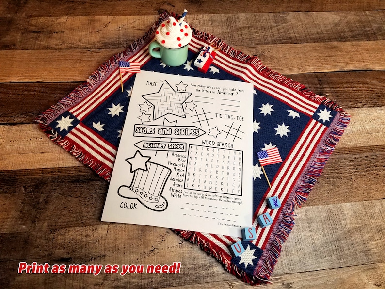 Stars and Stripes Activity Sheet, Kids Activities, America Coloring ...