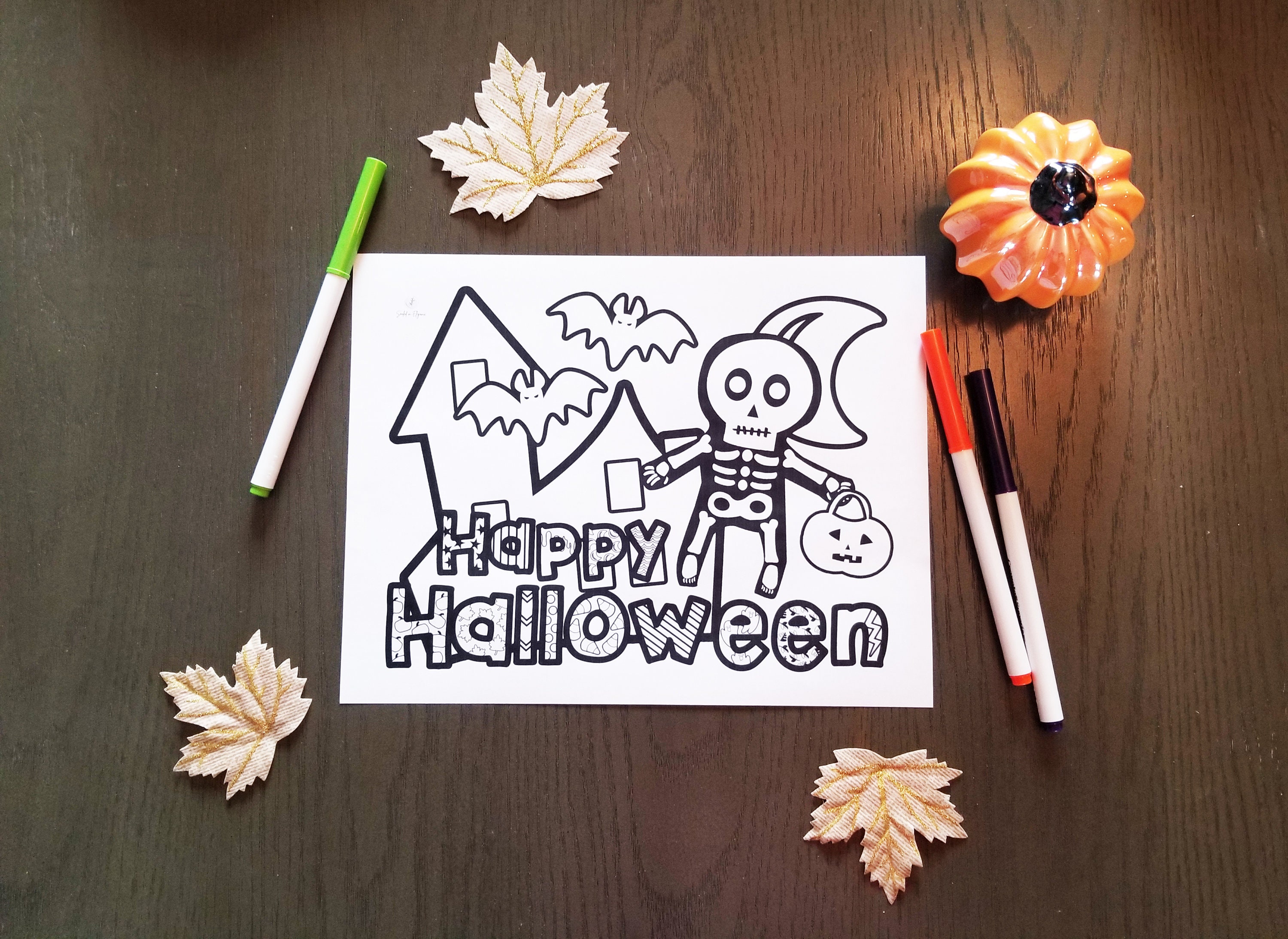 Happy Halloween Coloring Page, Fall Coloring Page, Halloween Coloring ...