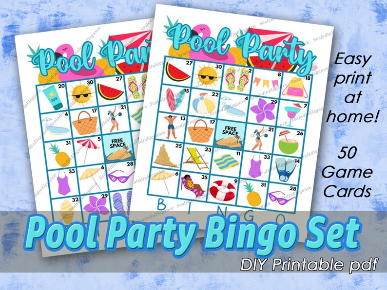 Pool Party Bingo Beach Bingo Printable Summer Bingo Instant - Etsy Canada