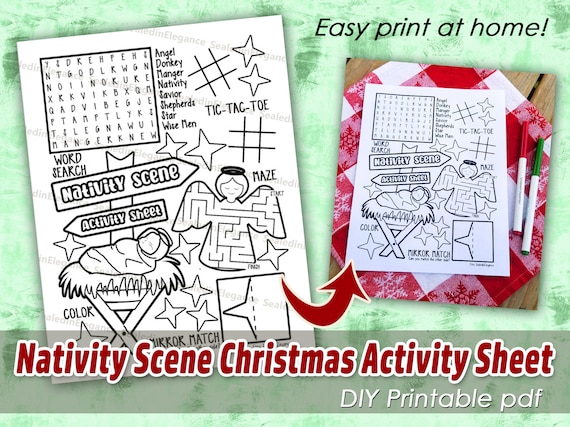 Nativity Christmas Activity Sheet Religious Christmas | Etsy