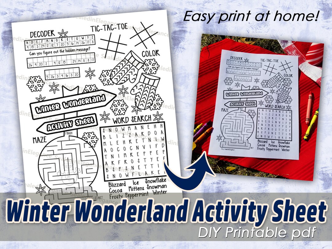 Winter Wonderland Activity Sheet, Winter Coloring Page, Christmas Games ...