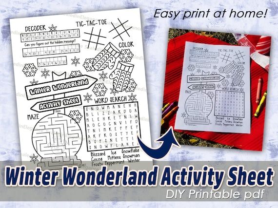 Winter Wonderland Activity Sheet Winter Coloring Page | Etsy