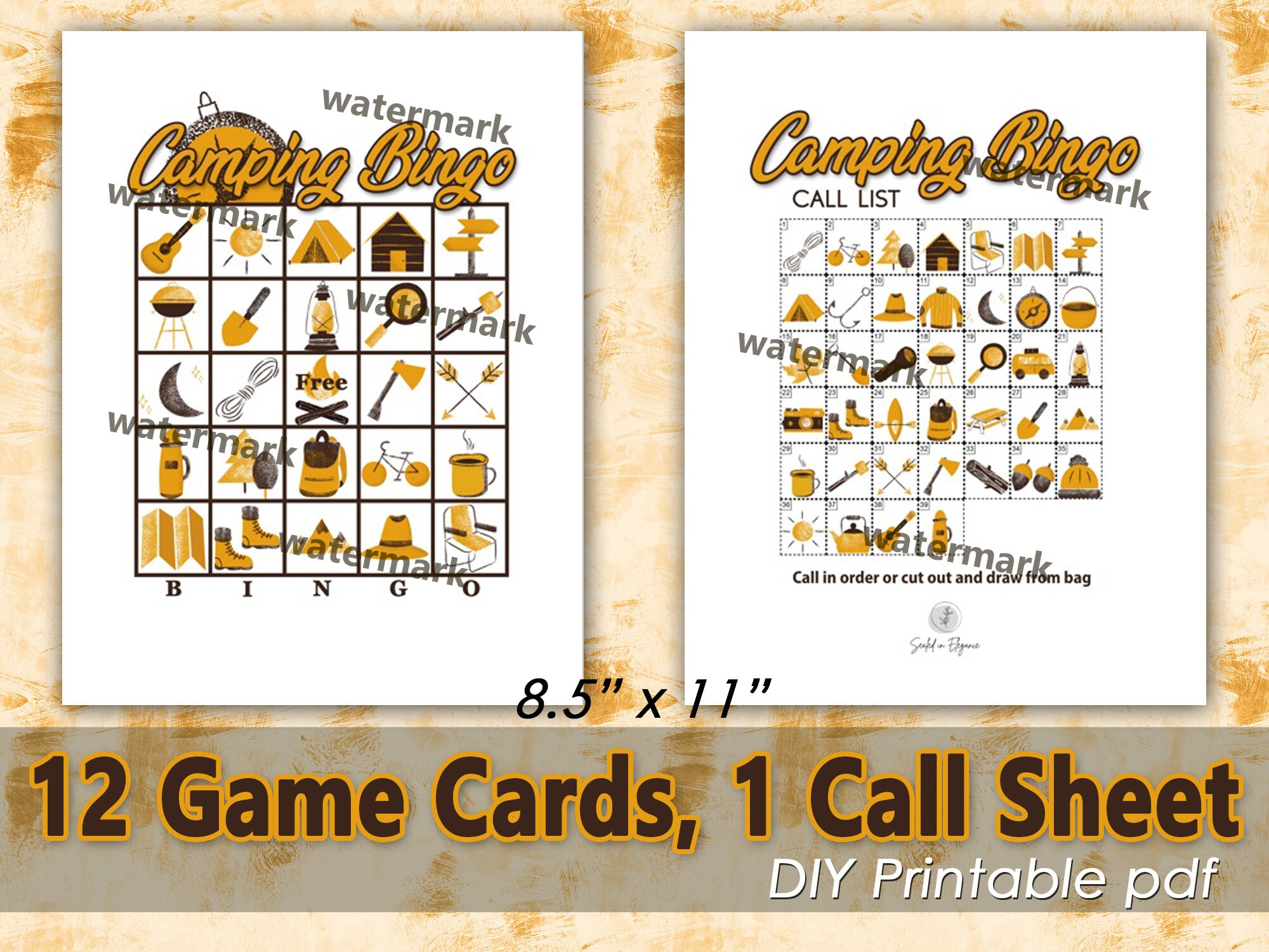 Printable Camping Bingo Set, Camp Out Games, Instant Download, PDF, DIY ...