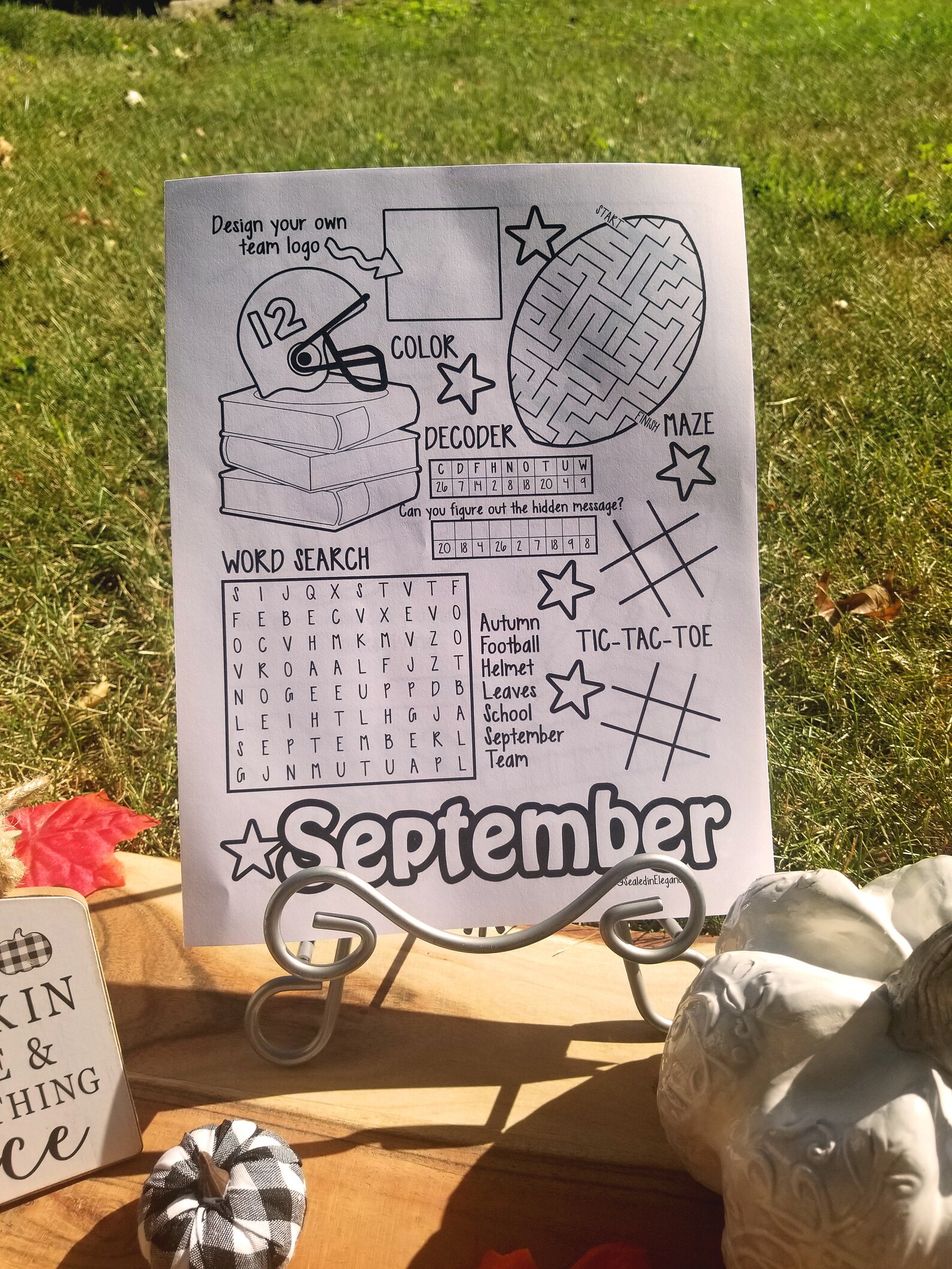 September Football Fun Activity Sheet, Fall Kids Activities, Fall ...