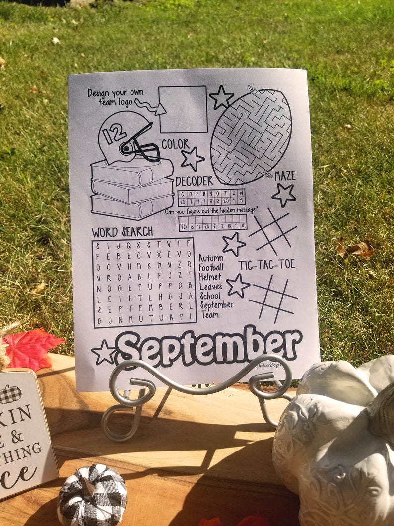 September Football Fun Activity Sheet, Fall Kids Activities, Fall ...