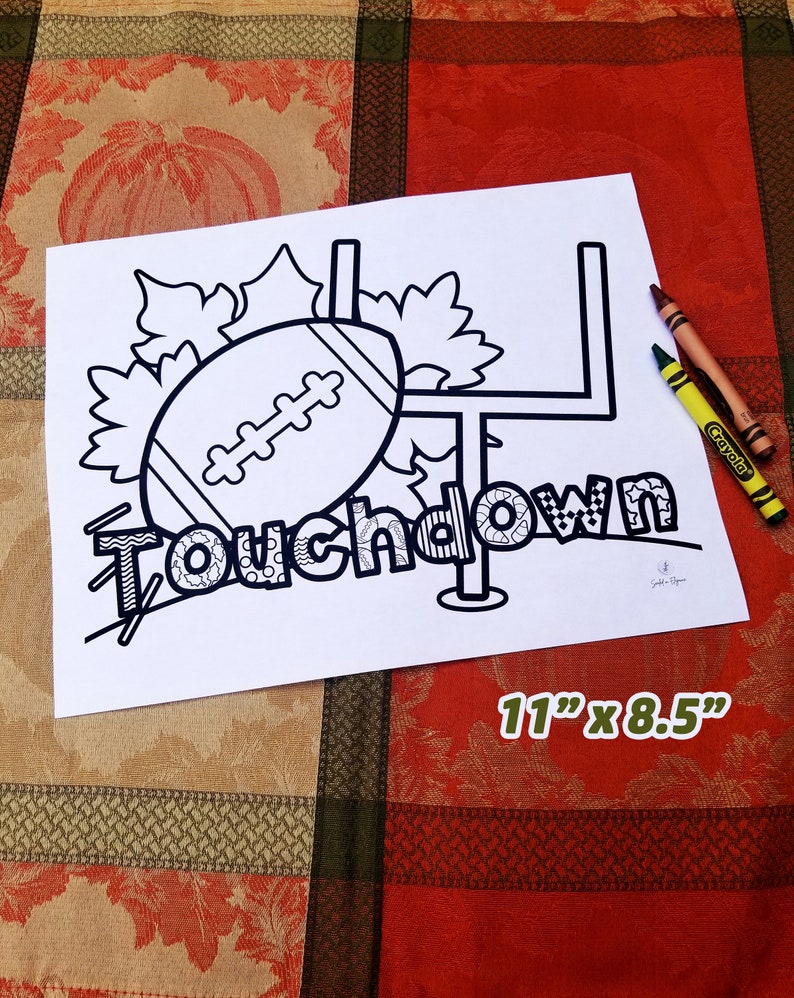 Football Touchdown Coloring Page, Fall Coloring Page, Tailgate Coloring ...