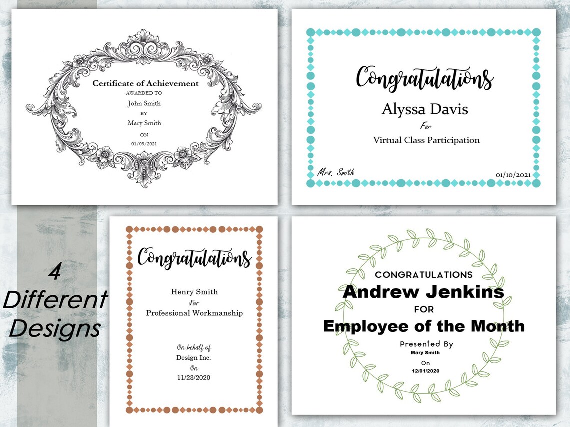 Certificate Award Word Doc Templates, Word Document Certificate, DIY ...