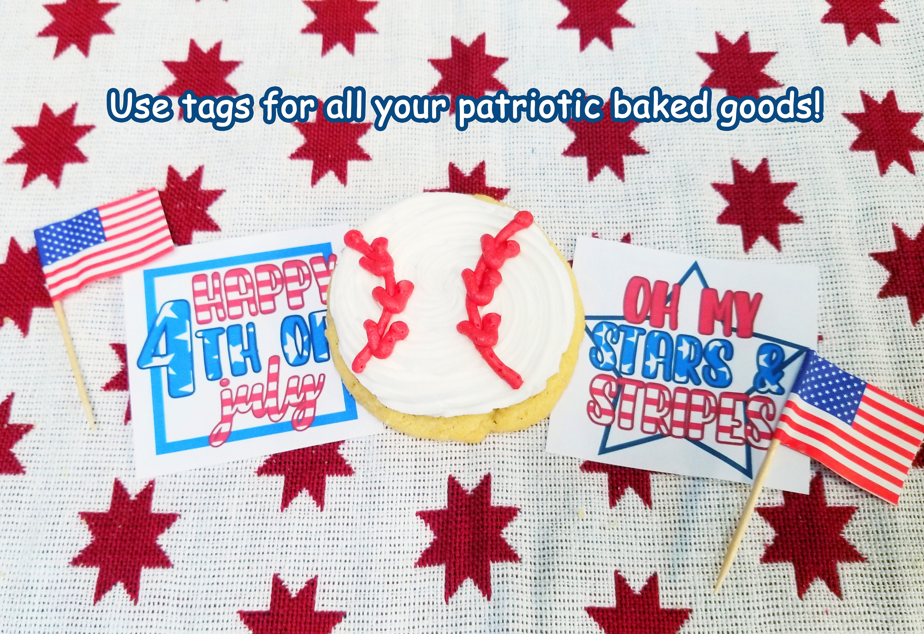 Printable Patriotic Cookie Tags, 2.5 Square Cookie Tags, Independence ...