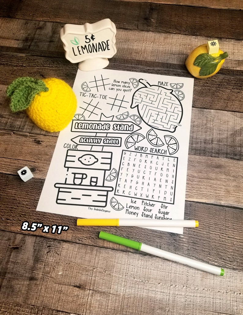 Lemonade Stand Activity Sheet, Kids Activities, Waiting Room Activities ...
