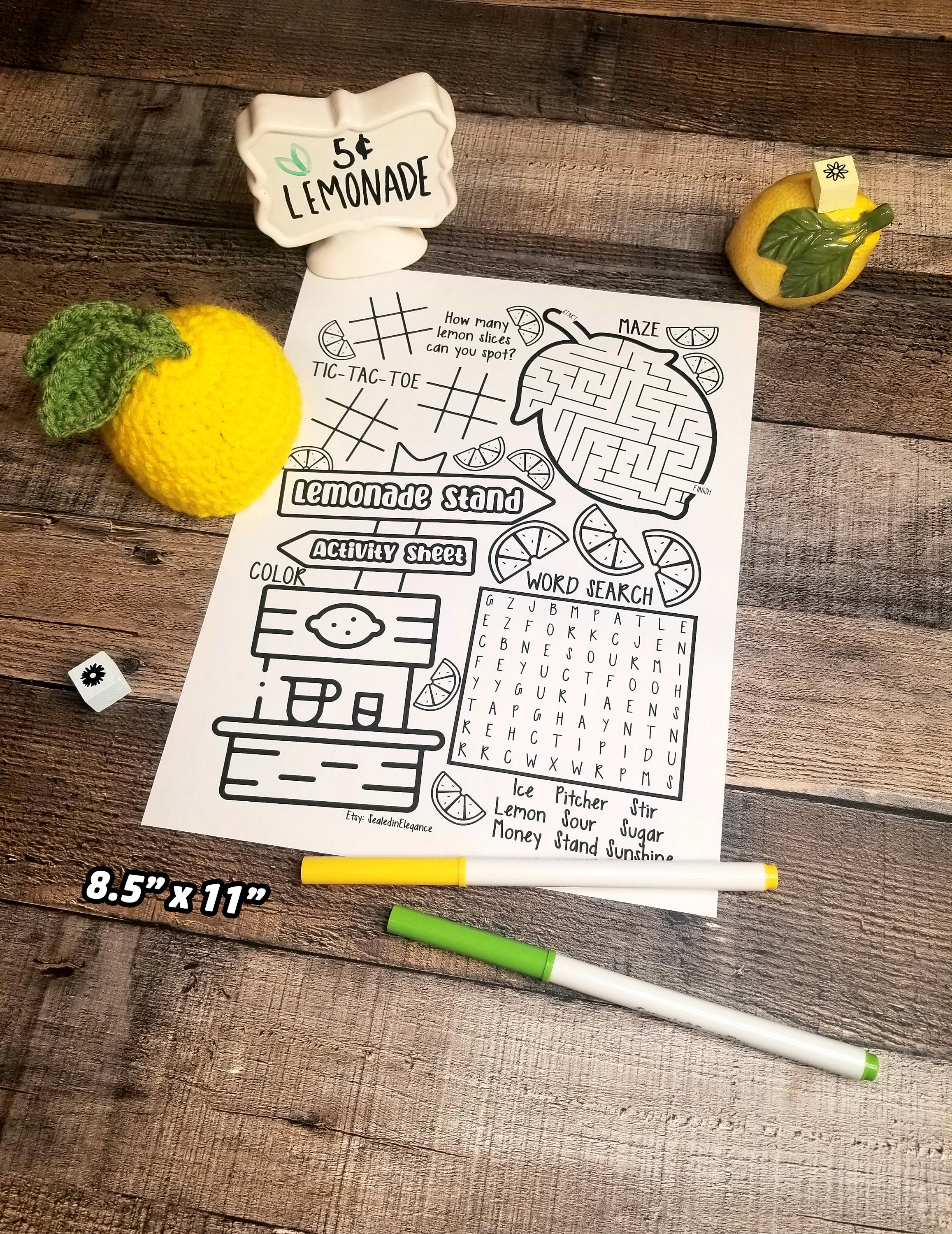 Lemonade Stand Activity Sheet, Kids Activities, Waiting Room Activities ...
