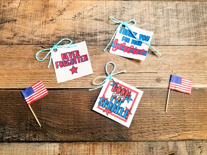 Printable Patriotic Cookie Tags, 2.5" Square Cookie Tags, Independence ...
