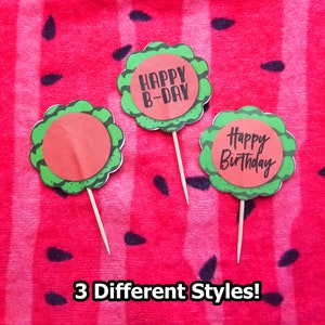 Watermelon Birthday Cupcake Toppers, Printable Cupcake Toppers, PDF ...