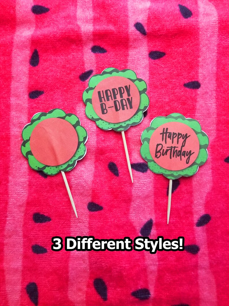 Watermelon Birthday Cupcake Toppers, Printable Cupcake Toppers, PDF ...