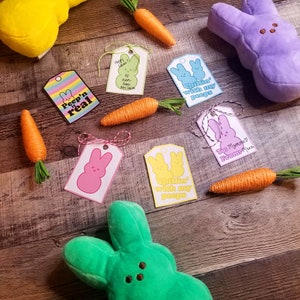 Easter Peeps Gift Tags, Spring Themed Labels, Peeps Card, Spring Gift ...