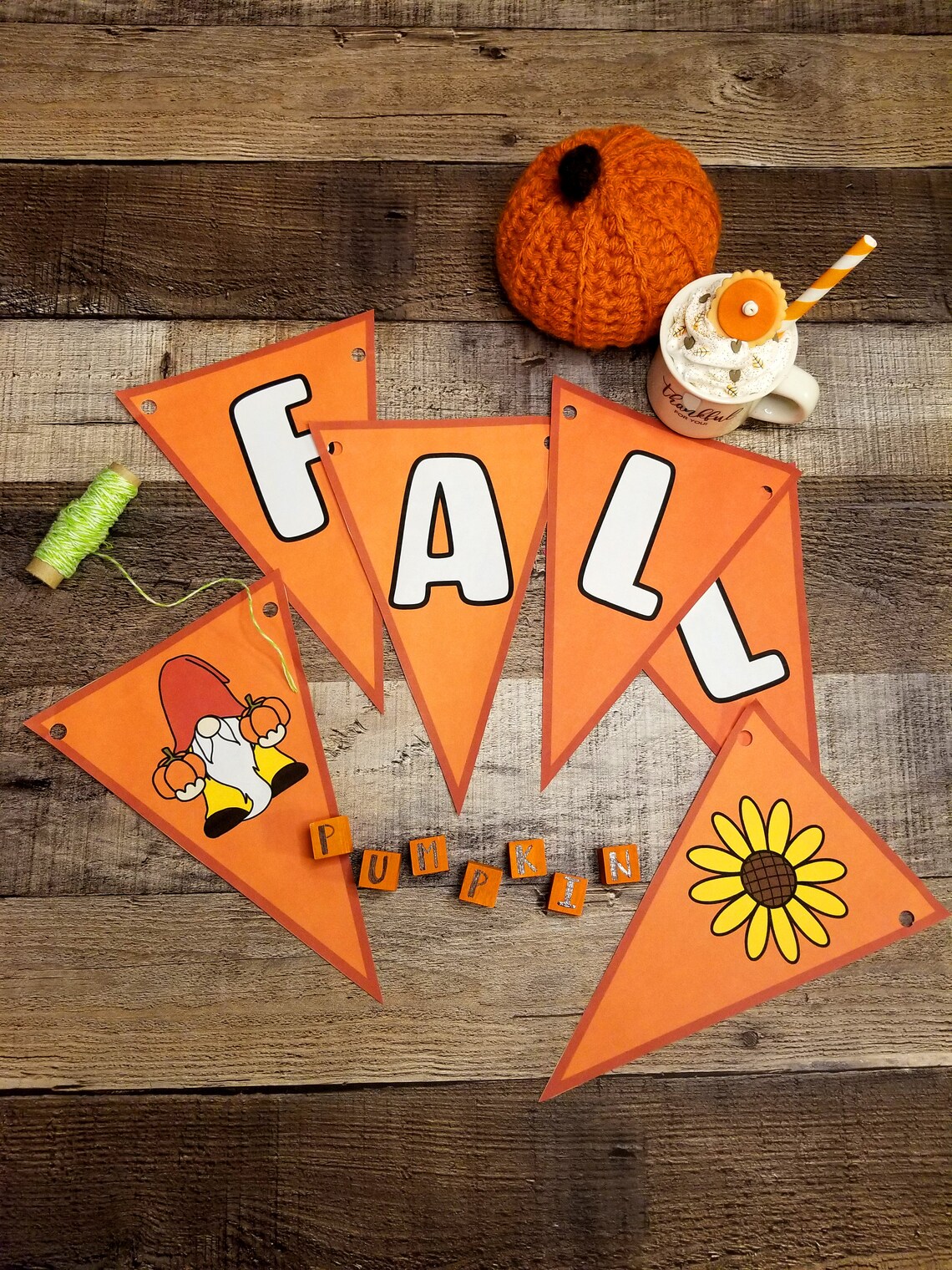 Printable Fall Bunting Flags, Instant Download, Thanksgiving Bunting ...
