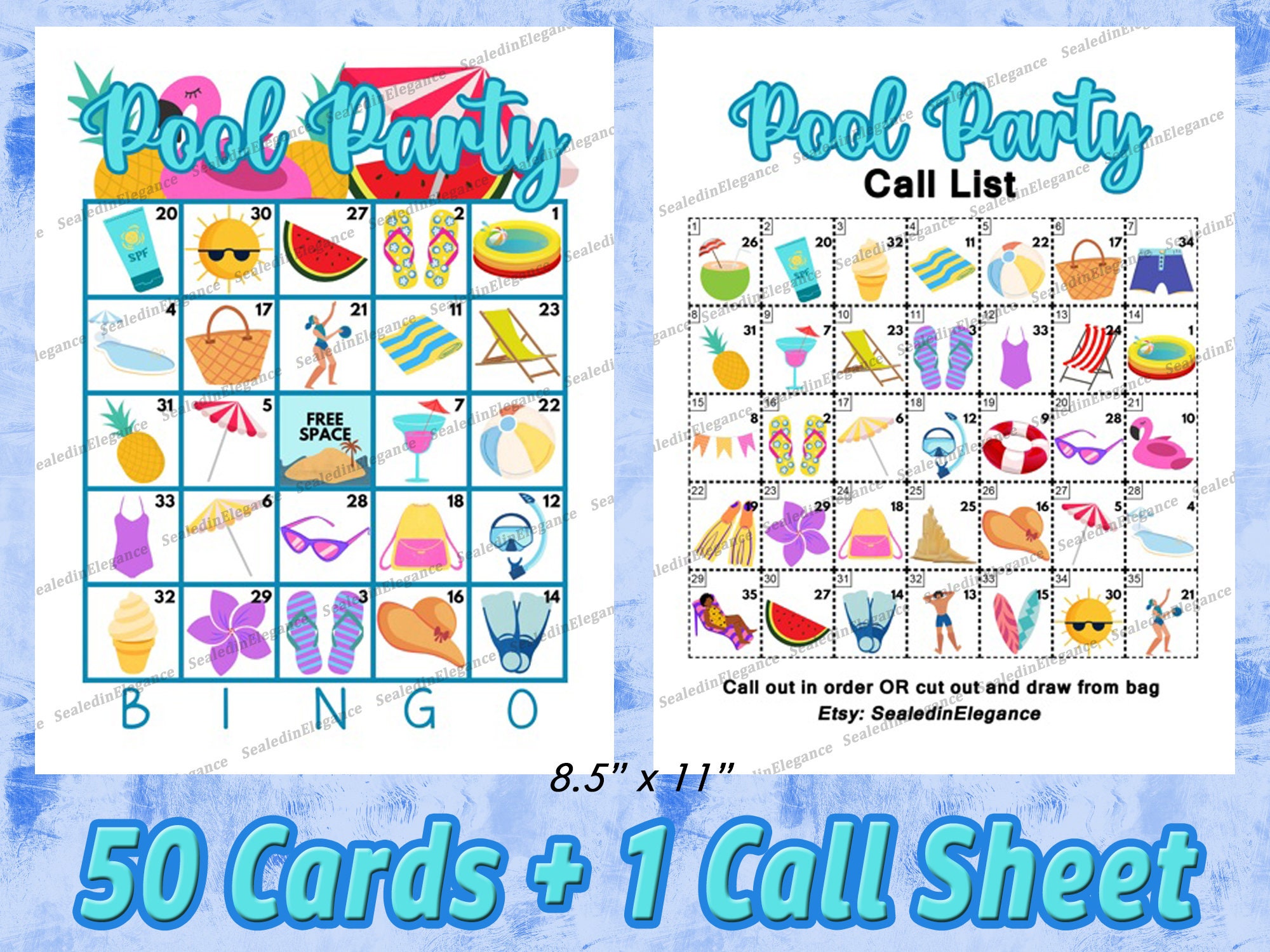 Pool Party Bingo Beach Bingo Printable Summer Bingo Instant - Etsy Canada