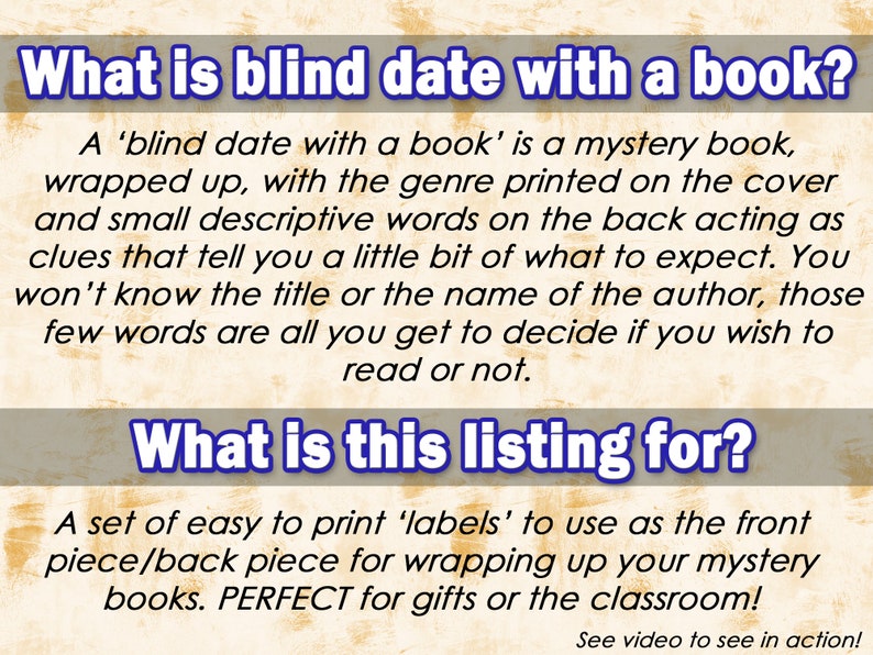 Blind Date With a Book Printable Set, Book Labels, Book Lovers Gift ...