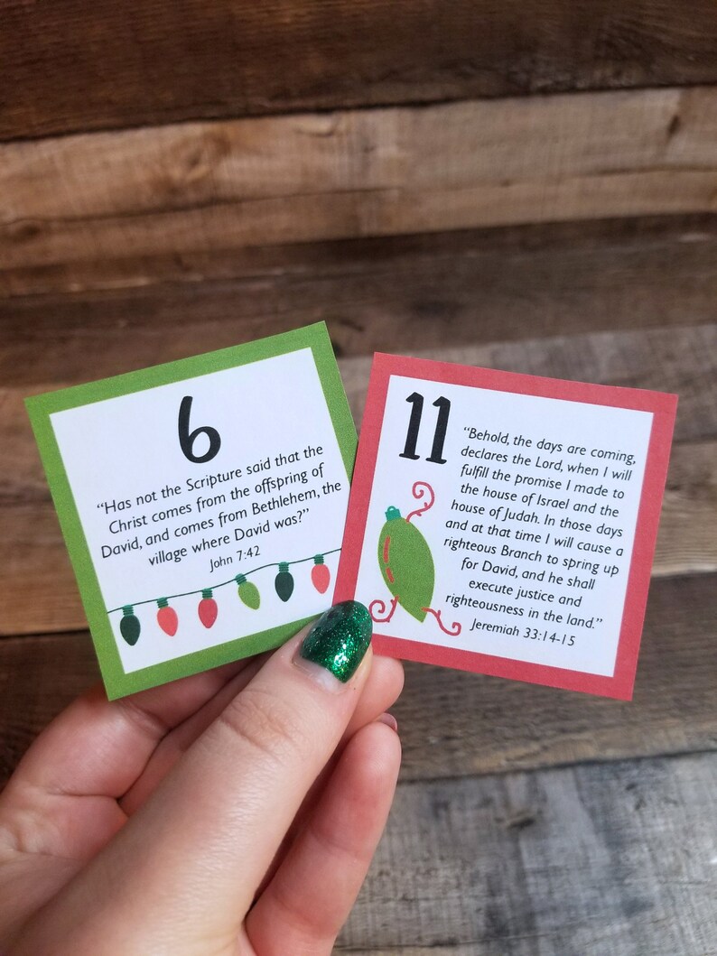Scripture Advent Calendar Cards, Printable Scripture Advent Calendar ...