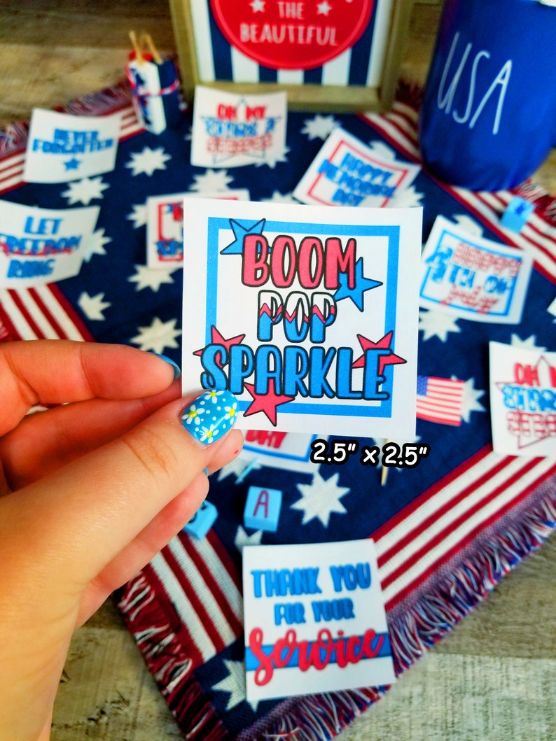Printable Patriotic Cookie Tags, 2.5" Square Cookie Tags, Independence ...