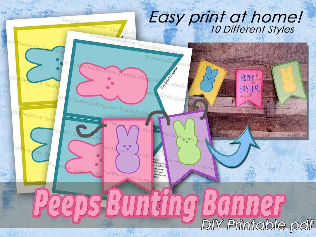 Printable Peeps Bunting Flags, Instant Download, PDF Bunting Banner ...