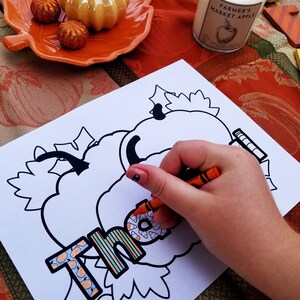 Thankful Thanksgiving Coloring Page, Fall Coloring Page, Thanksgiving ...