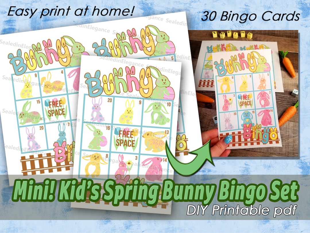Mini Spring Bunny Bingo Set, Spring Bingo Set, Easter Bingo Set ...