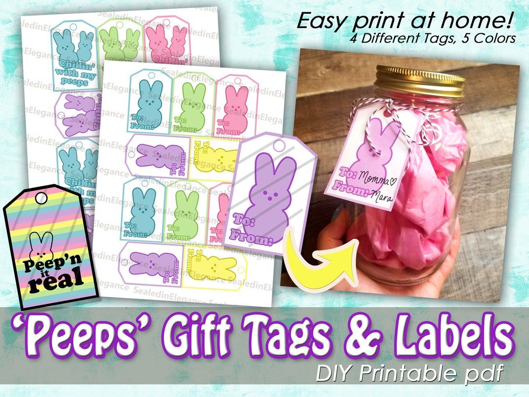 Easter Peeps Gift Tags, Spring Themed Labels, Peeps Card, Spring Gift ...