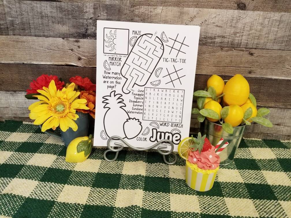 June Summer Fun Activity Sheets, Kids Activities, Waiting Room ...