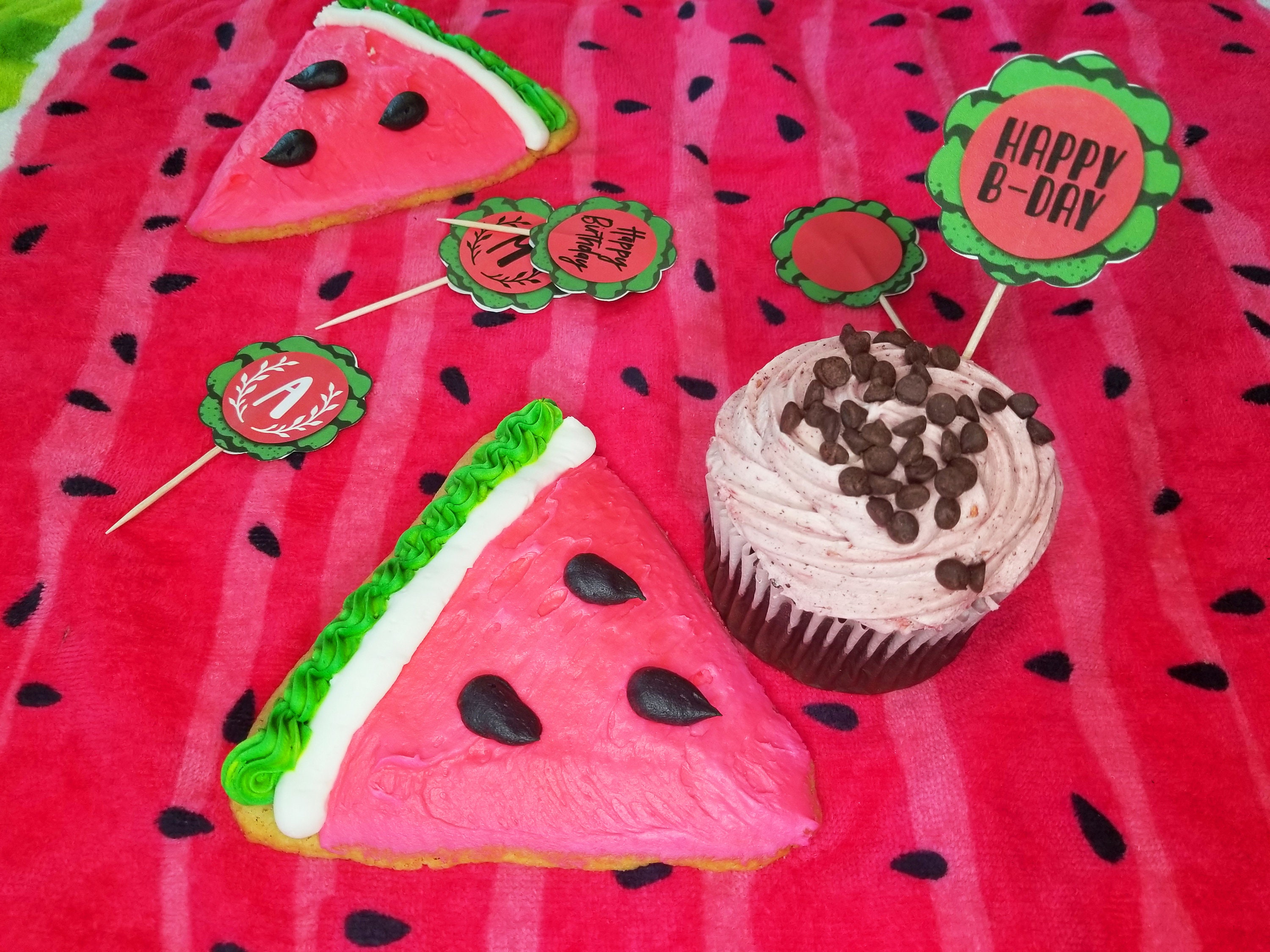 Watermelon Birthday Cupcake Toppers, Printable Cupcake Toppers, PDF ...