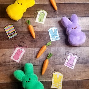 Easter Peeps Gift Tags, Spring Themed Labels, Peeps Card, Spring Gift ...