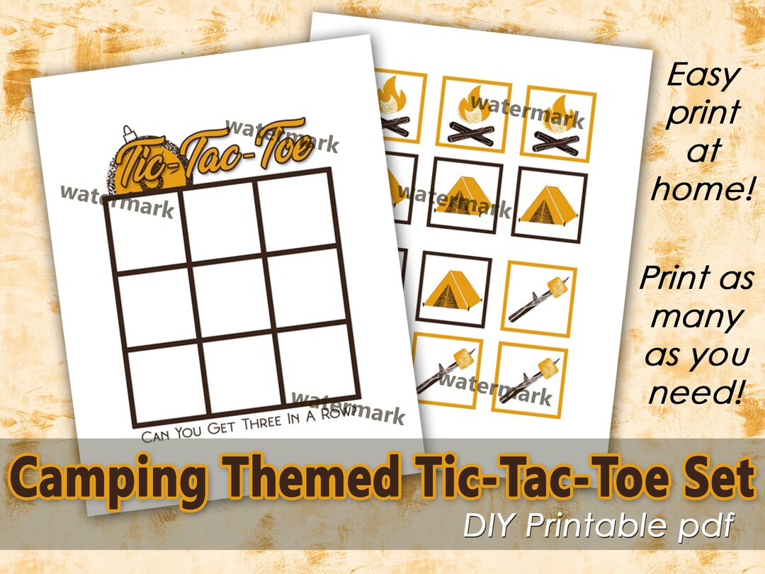 Camping Themed Tic-tac-toe Game, Printable Camping Tic-tac-toe, Camping ...