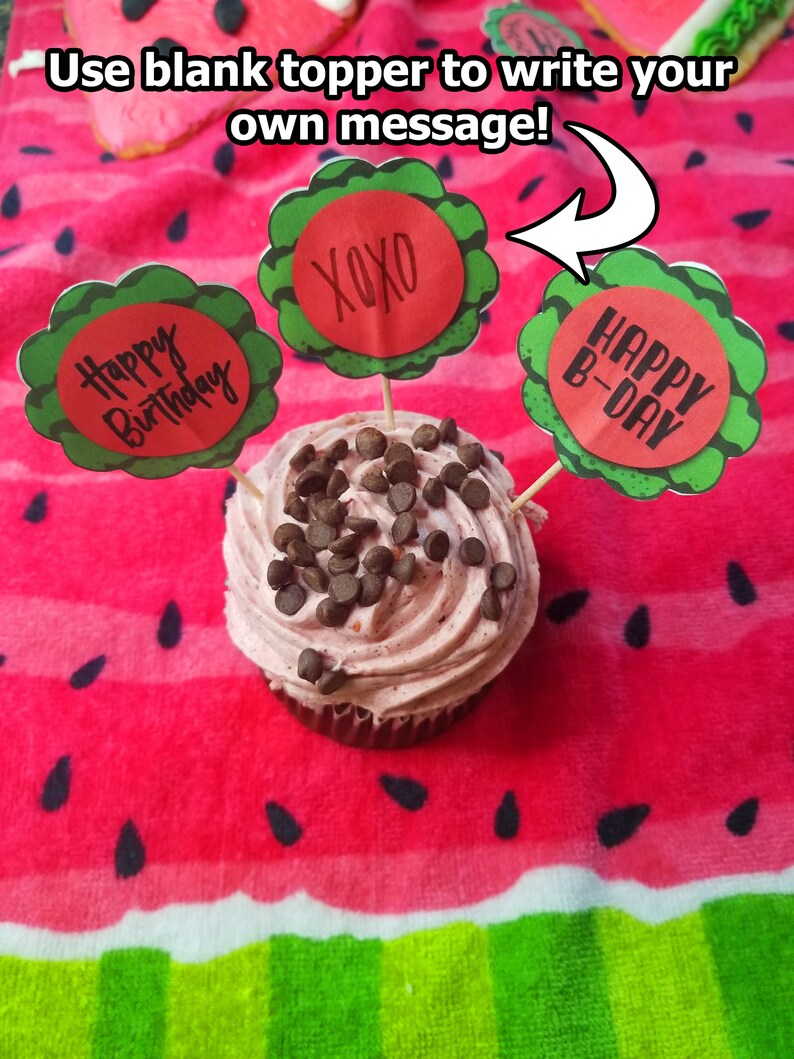 Watermelon Birthday Cupcake Toppers, Printable Cupcake Toppers, PDF ...