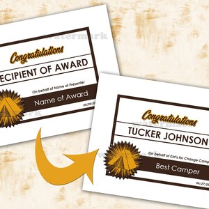 Camping Summer Themed Certificate Award Word Doc Templates, Word ...