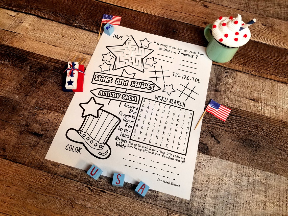 Stars and Stripes Activity Sheet, Kids Activities, America Coloring ...