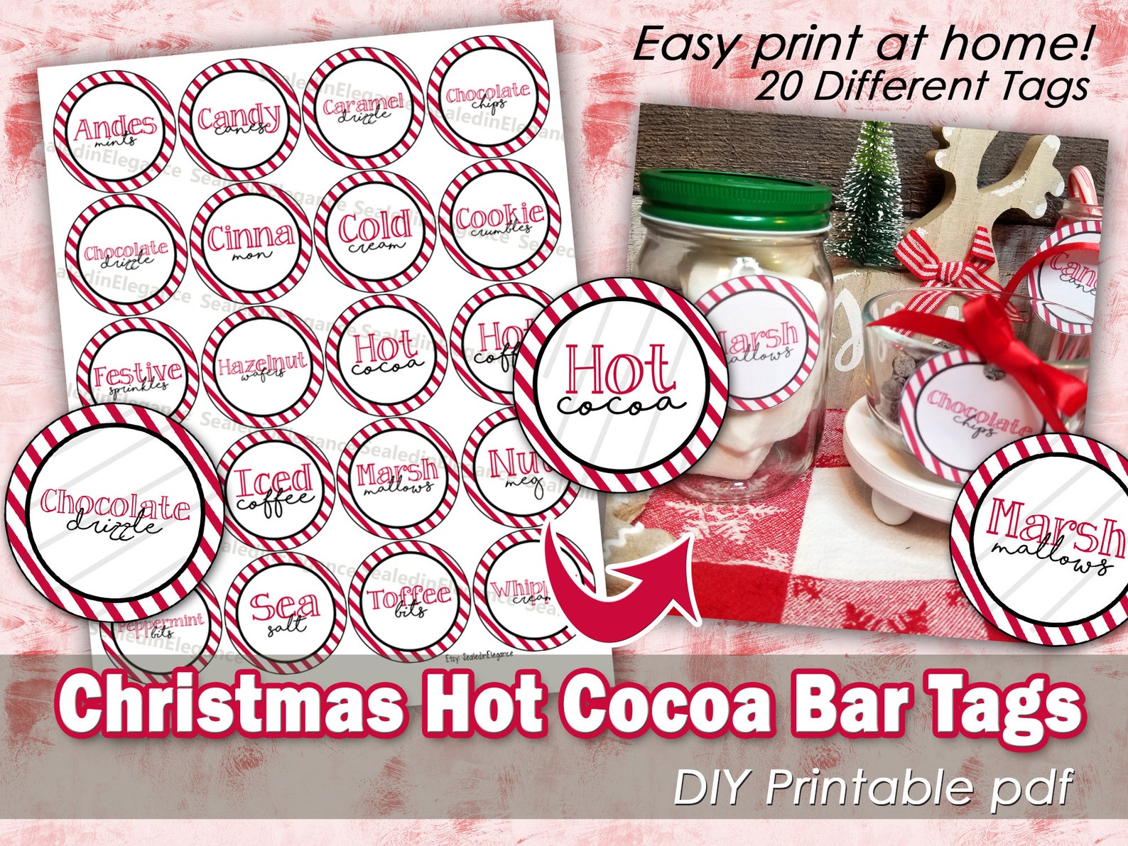 Hot Cocoa Bar Tags, Printable Christmas Hot Cocoa Bar Labels, Coffee ...