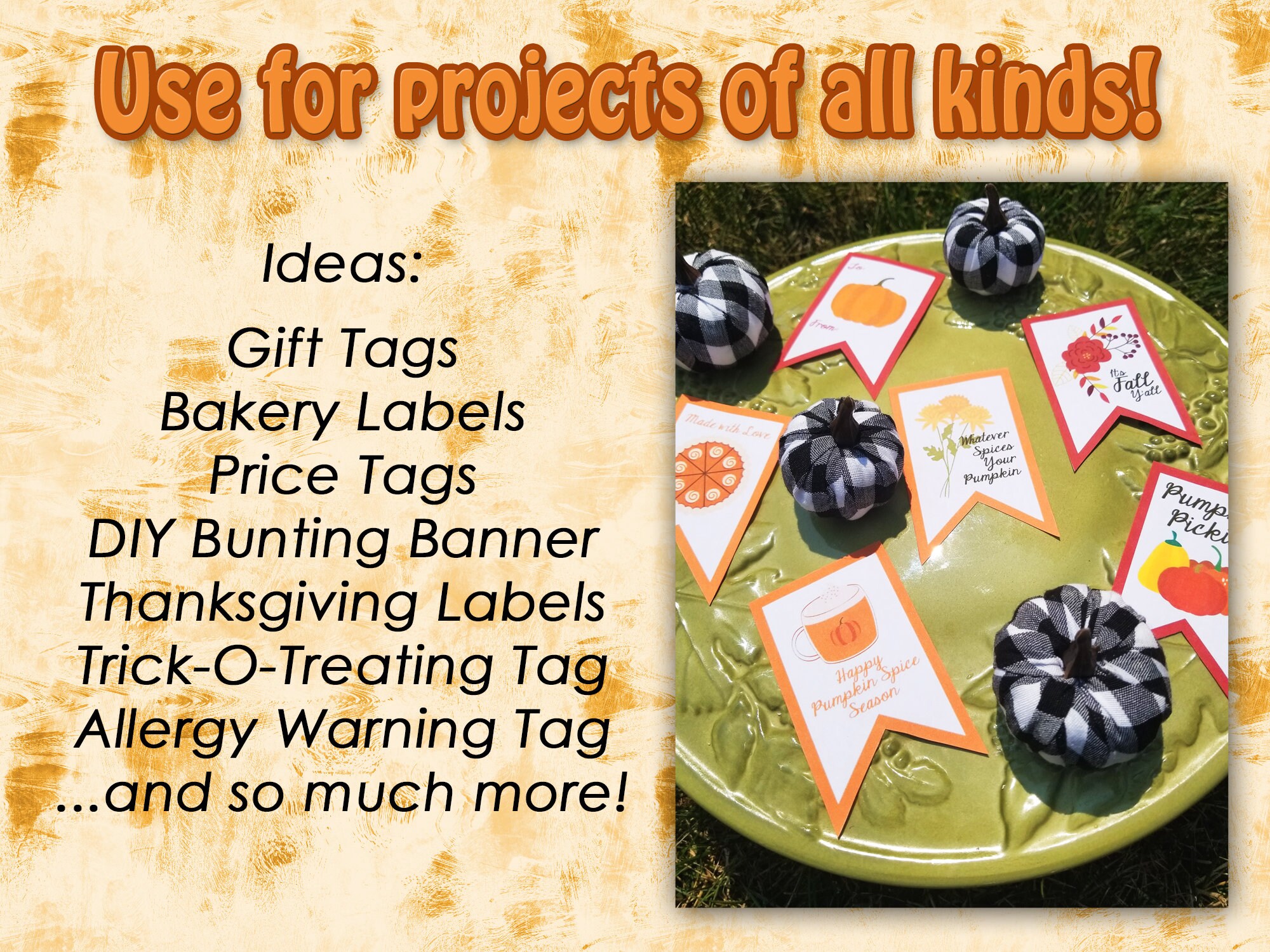 Fall Tags, Fall Baked Good Tags and Labels, Pumpkin Spice Label, Gift ...