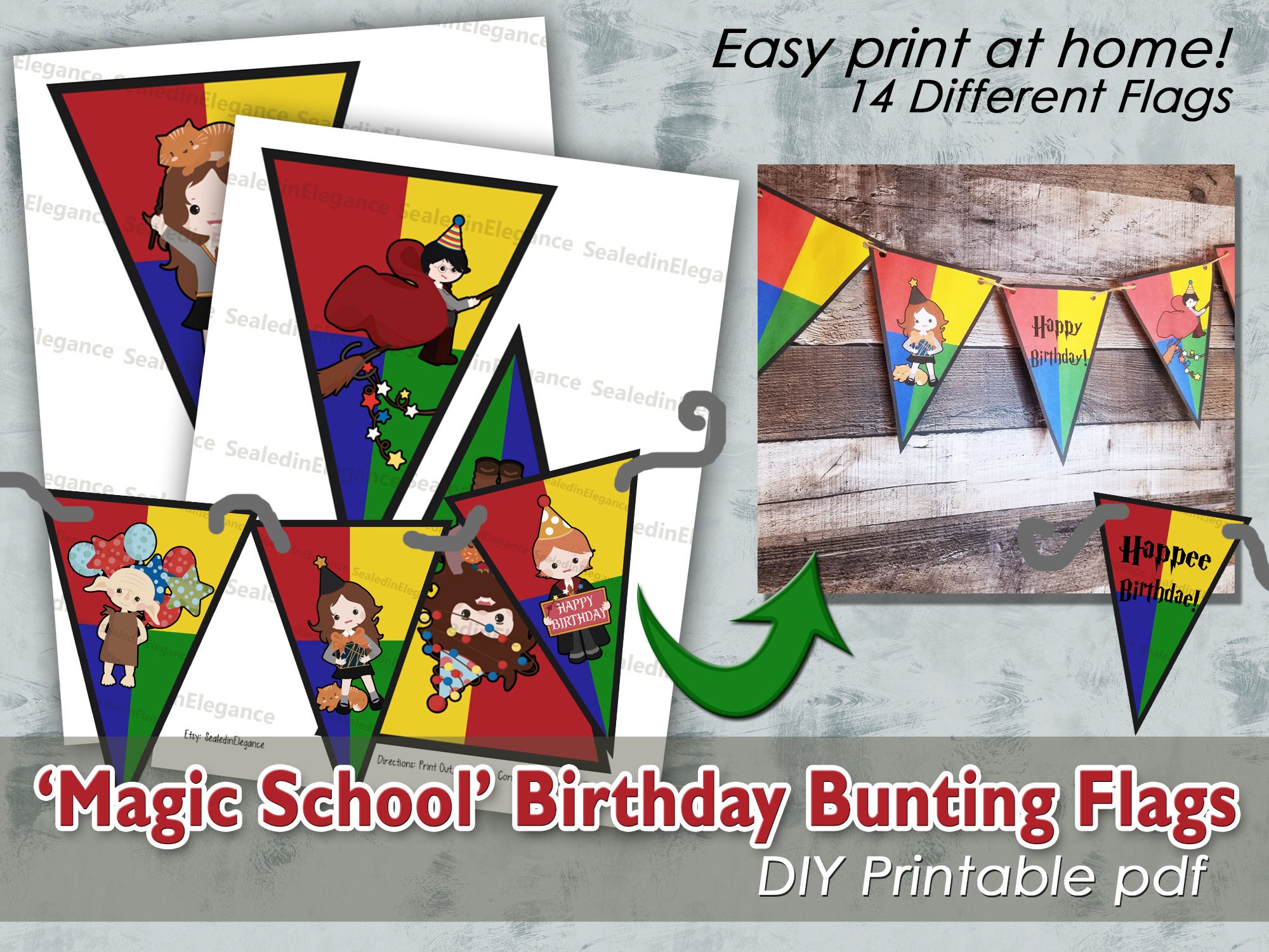 Printable Magic School Bunting Flags, Instant Download, Magical World ...