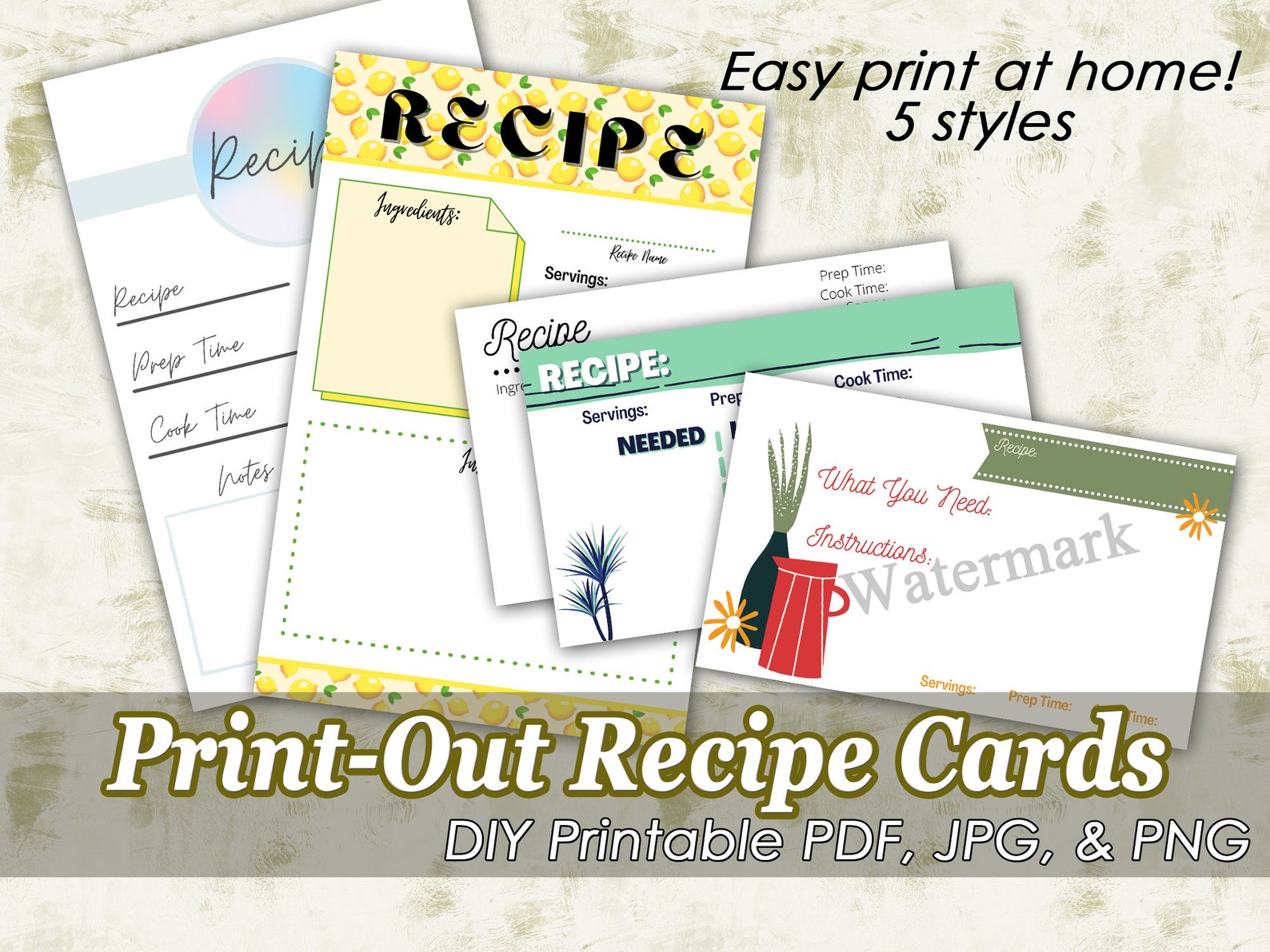 Print Out Recipe Card Template, DIY Recipe Card, Instant Download ...