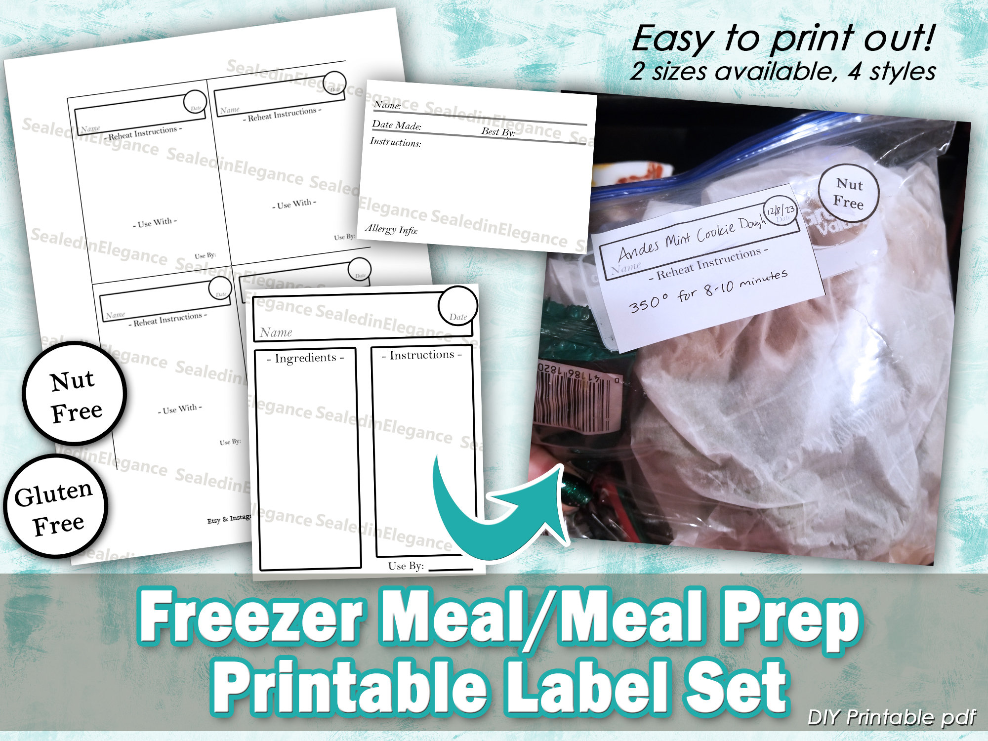 Freezer Meal Labels, Printable Meal Prep Label, Meal Preparation Labels ...