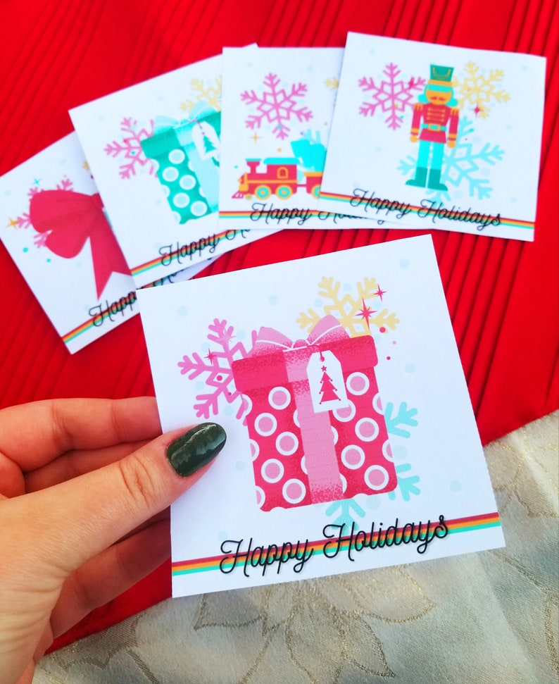 Happy Holidays Mini Cards, Christmas Cards, Holiday Gift Tags ...