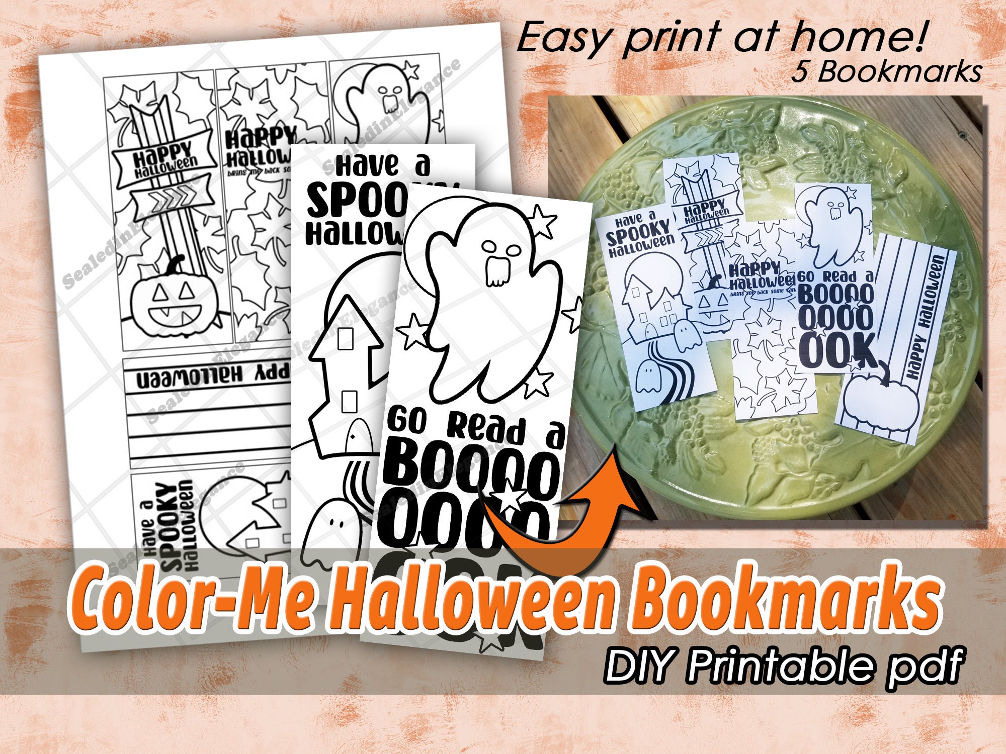 Halloween Color-your-own Bookmarks, Teacher Printable, Instant Download ...