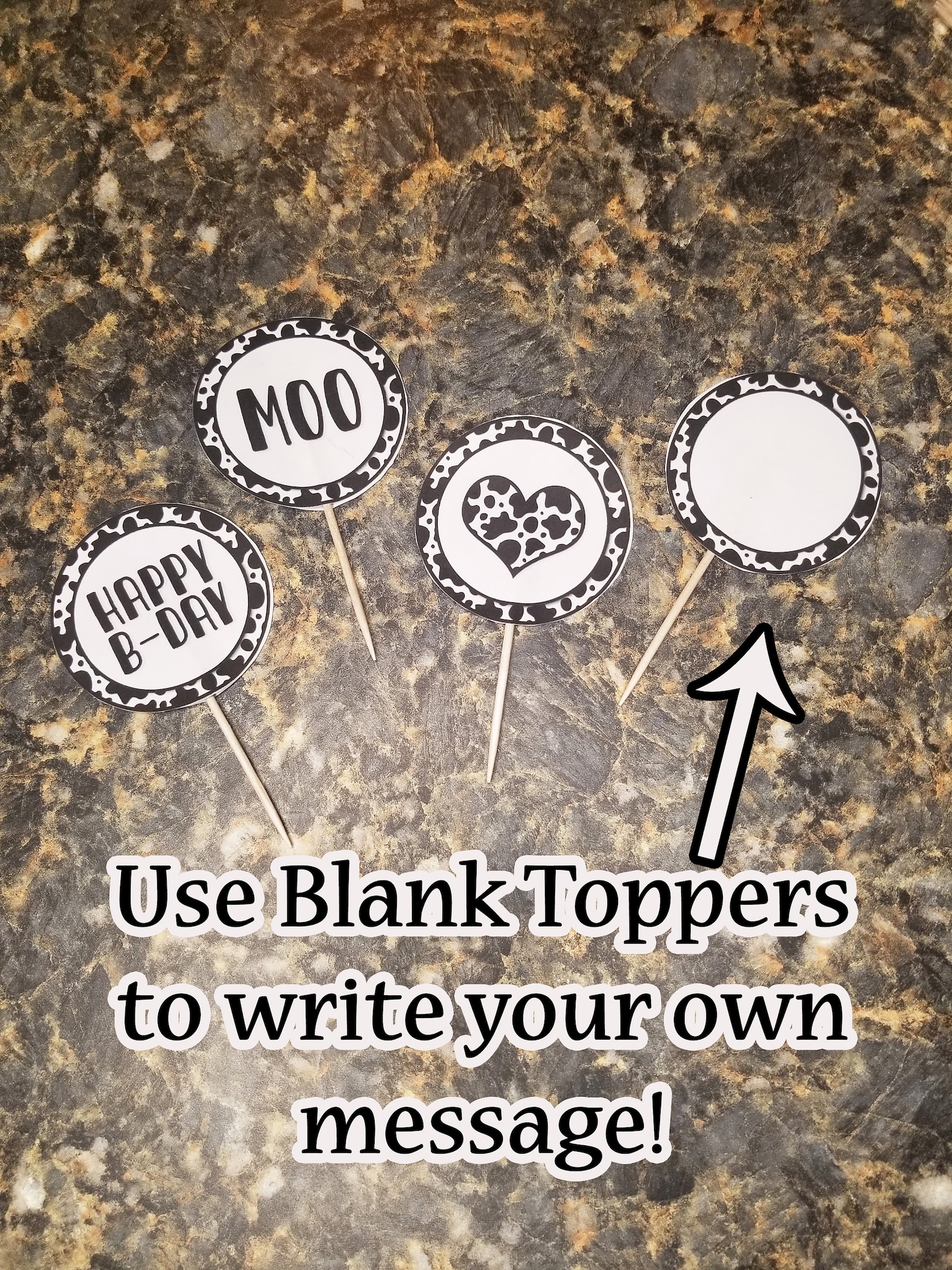 Cow Print Cupcake Toppers, Printable Birthday Cupcake Toppers, PDF, Cow ...