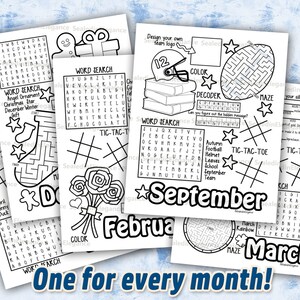 Monthly Activity Sheets, Kids Activities, Waiting Room Activities ...