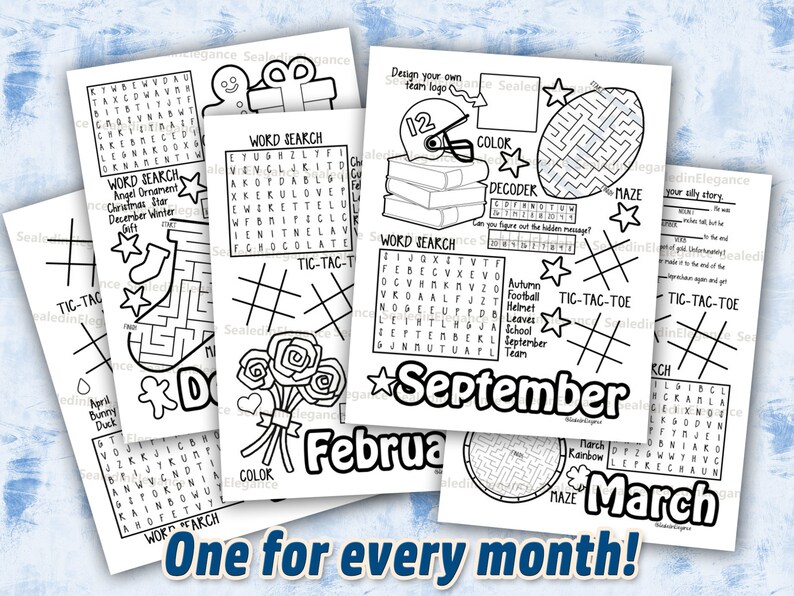 Monthly Activity Sheets, Kids Activities, Waiting Room Activities ...