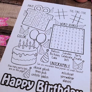 Happy Birthday Activity Page, Kids Activities, Birthday Coloring Page ...